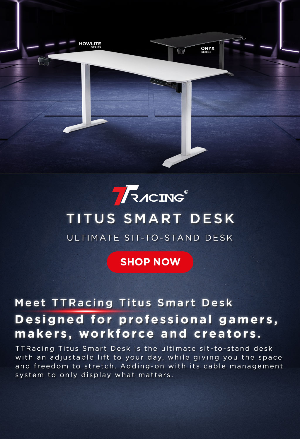 TTRacing Titus Ergonomic Standing Table Height Adjustable Table ...