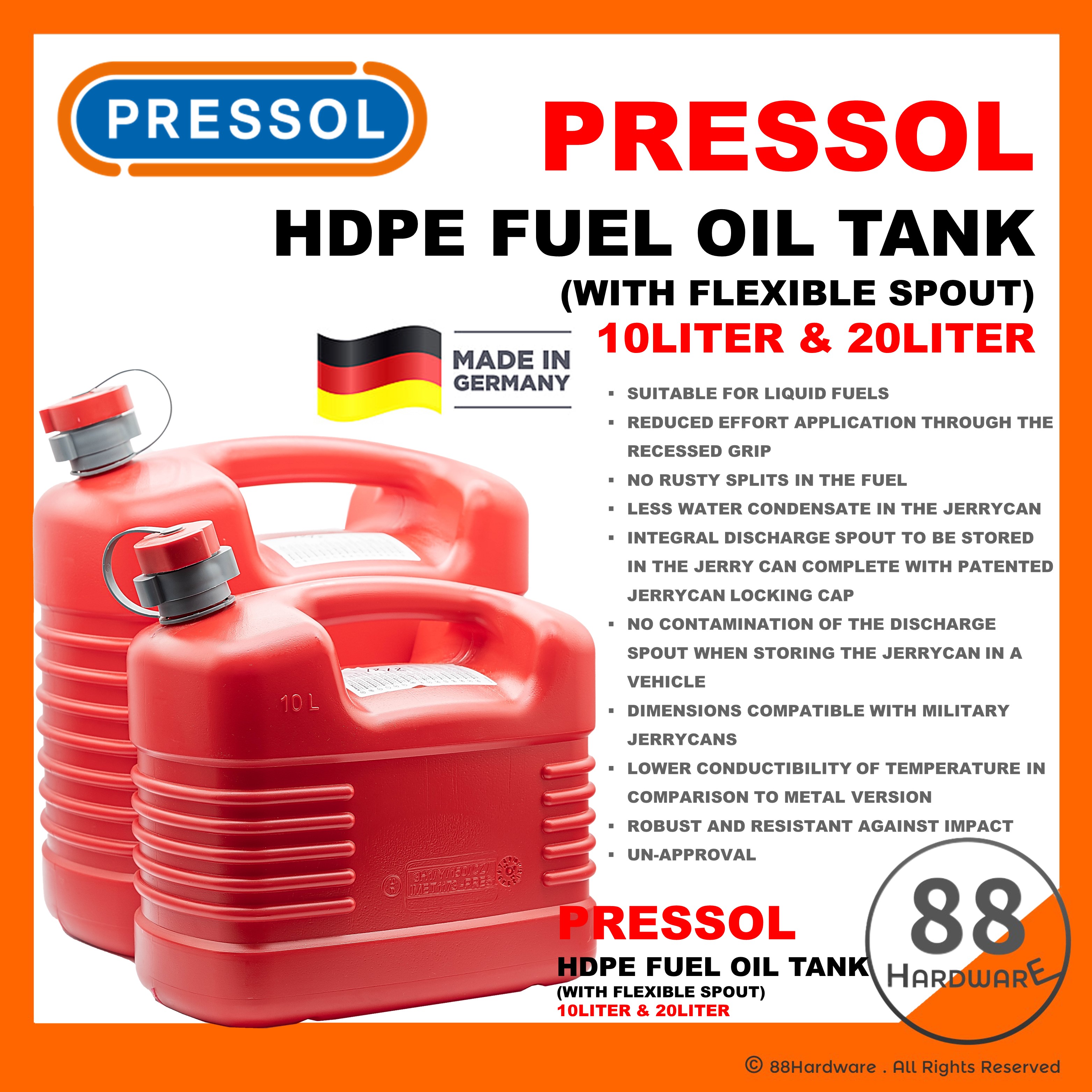 【GERMANY】PRESSOL HDPE FUEL OIL TANK 10L & 20L / FUEL TANK / TONG MINYAK ...