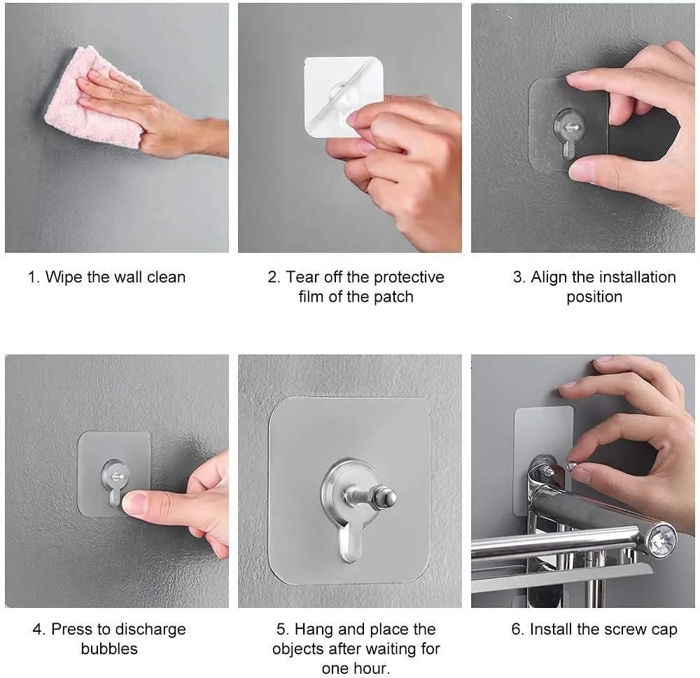 [NO DRILL] Screw Hook Photo Frame Hook Self Adhesive Wall Hook Punch ...