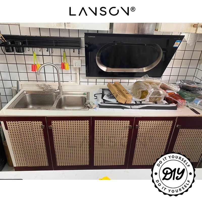 Rattan PVc DIY waterproof wallpaper deco Wardrobe cabinet decoration ...