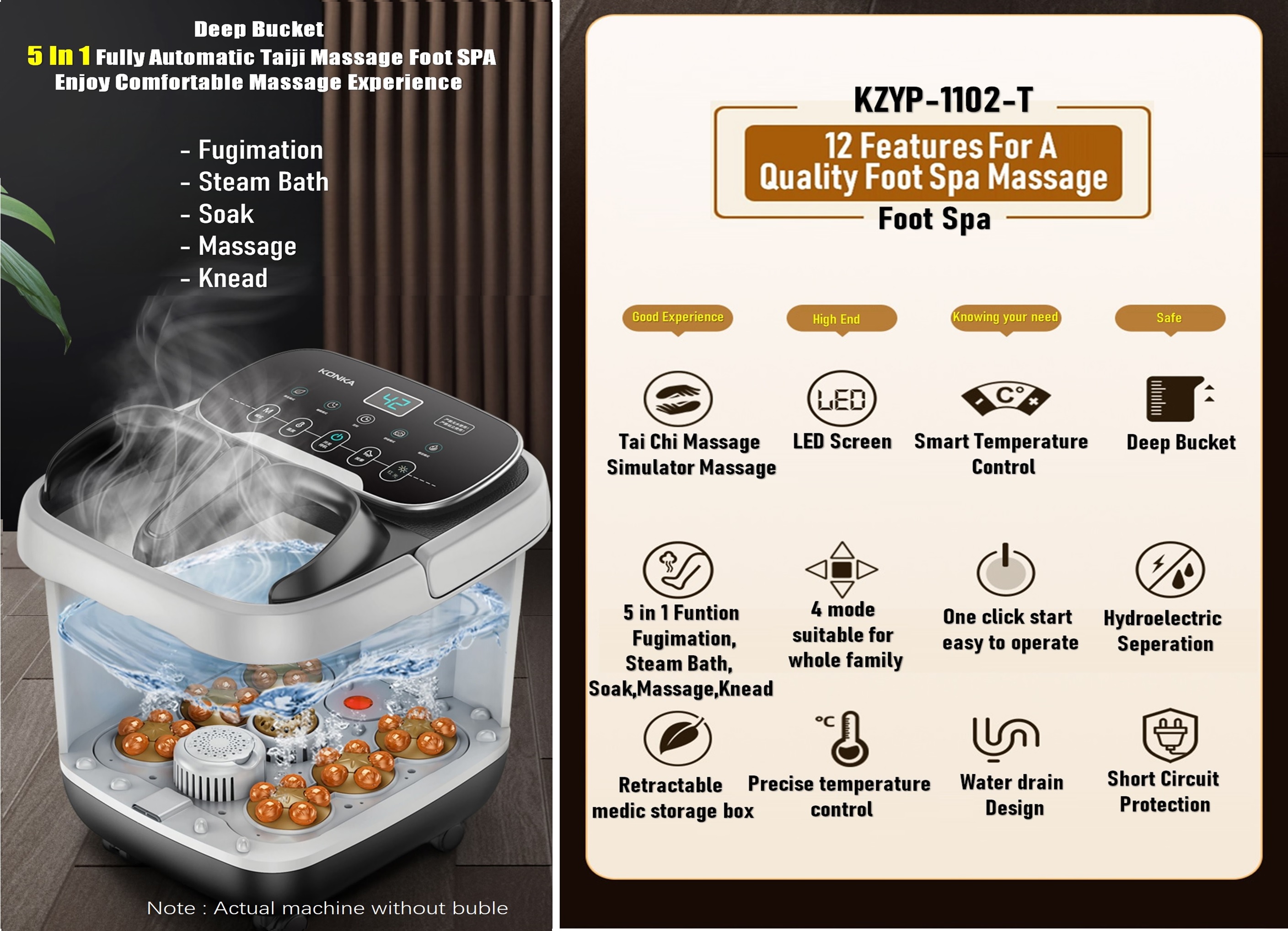 Fully Automatic Heating Foot Massage Foot Bath Electric Foot Spa Basin ...