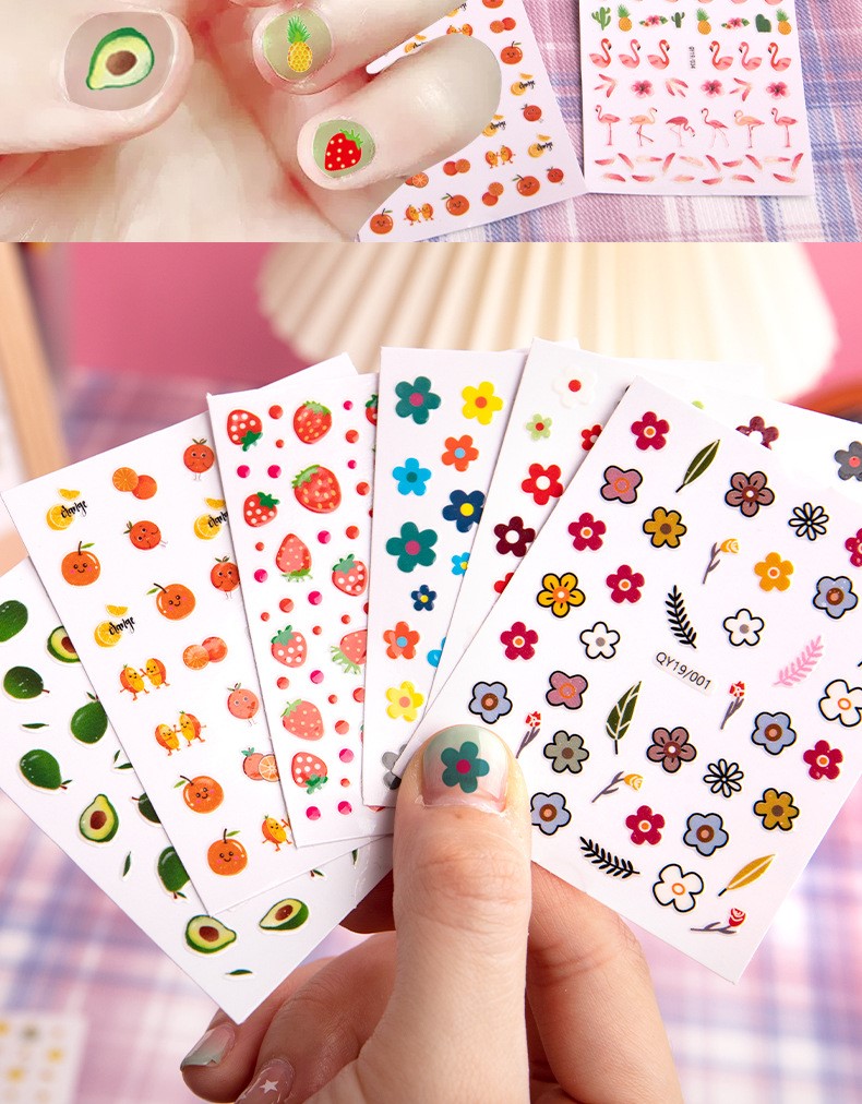 Nail Art Stickers Cartoon Snoopy Flower Peel able Waterproof Fake Nail ...