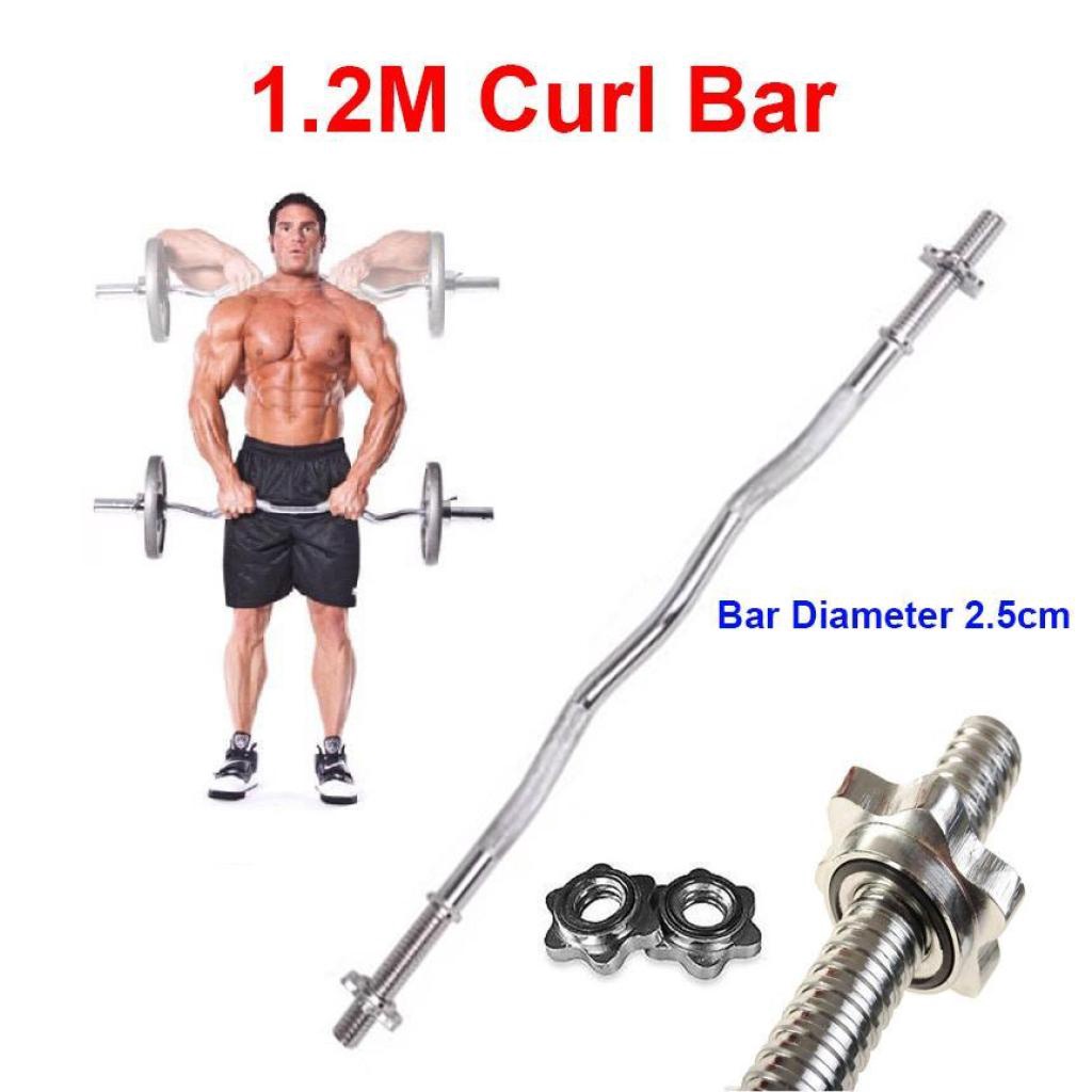 3H Straight Barbell & Curl Barbell Curl Bar Dumbbell Bar Gym Fitness ...