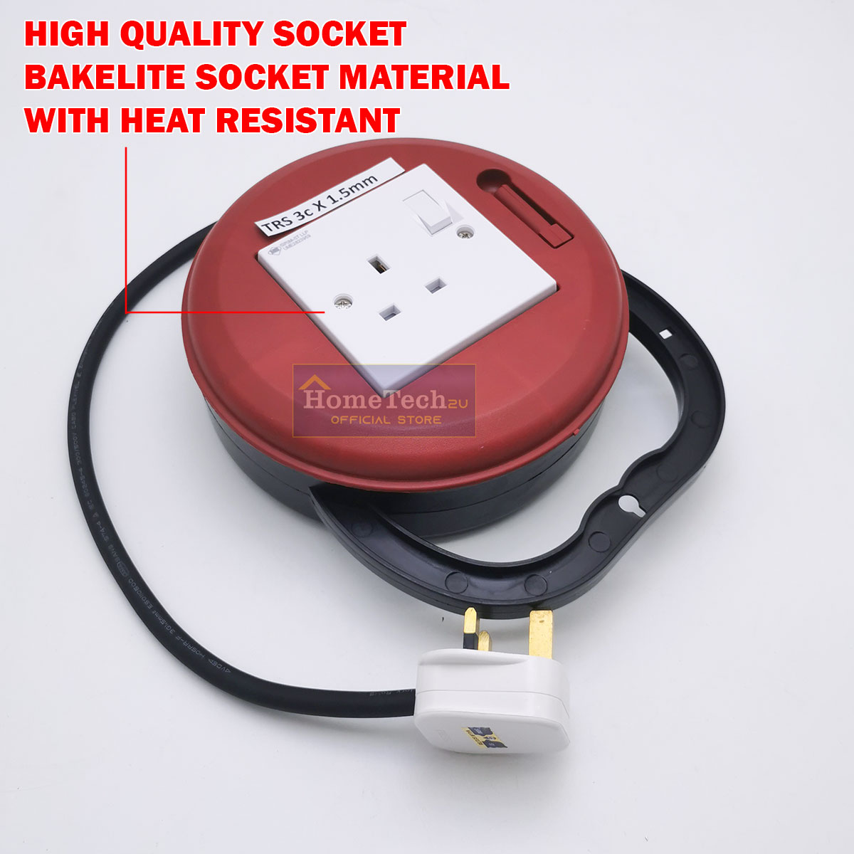 Heavy Duty Extension Roller Round Wire Box Trailing Socket Cable Reel ...
