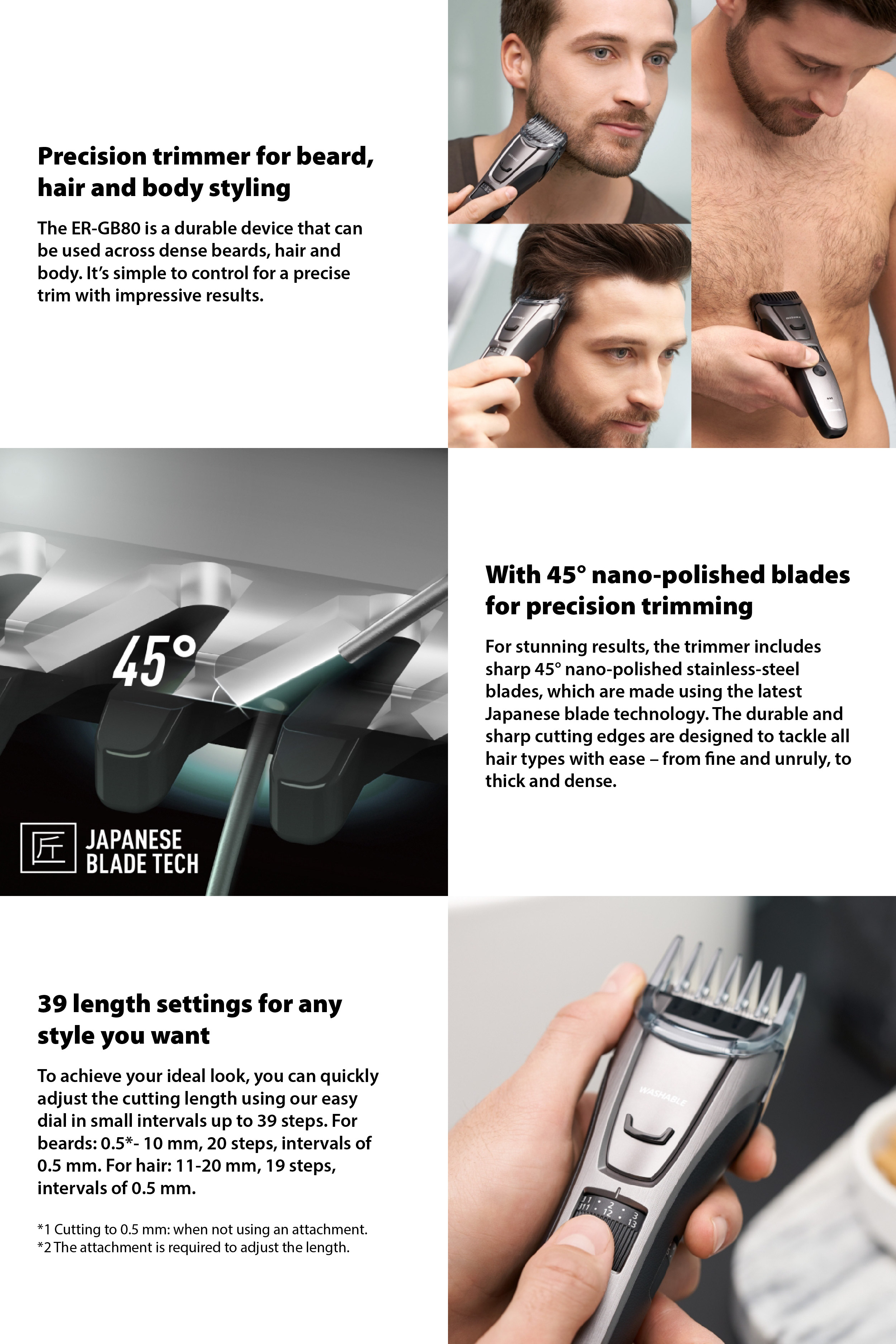 PANASONIC ER-GB80 Beard / Hair / Body Trimmer with AC / Rechargeable ...