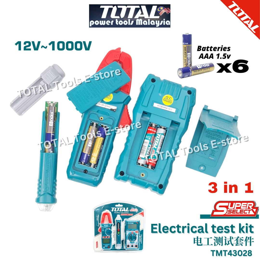 TOTAL 3 in 1 Electrical test kit / Digital Multimeter / Digital AC ...