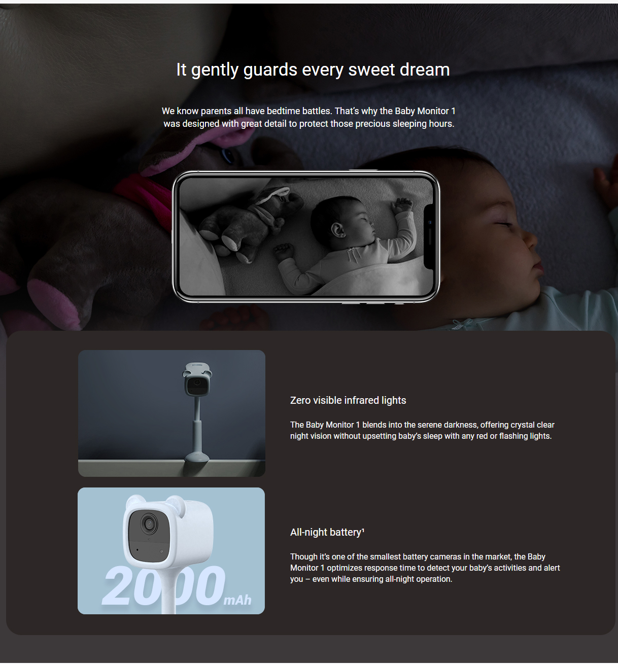 EZVIZ BM1 1080P 2MP Battery Powered Baby Monitor with Baby Bed Clip For ...