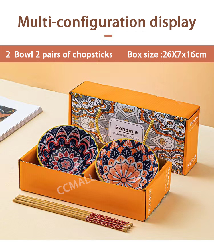 Bohemian Style Rice Bowl Porcelain Bowl Ceramic Bowl Mangkuk Keramik ...