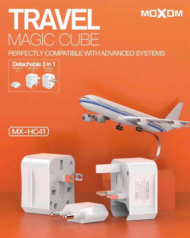 MOXOM MX-HC41 6A Magic Cube Universal Plug Detachable 2 in 1 Travel Adapter | Shopee Malaysia