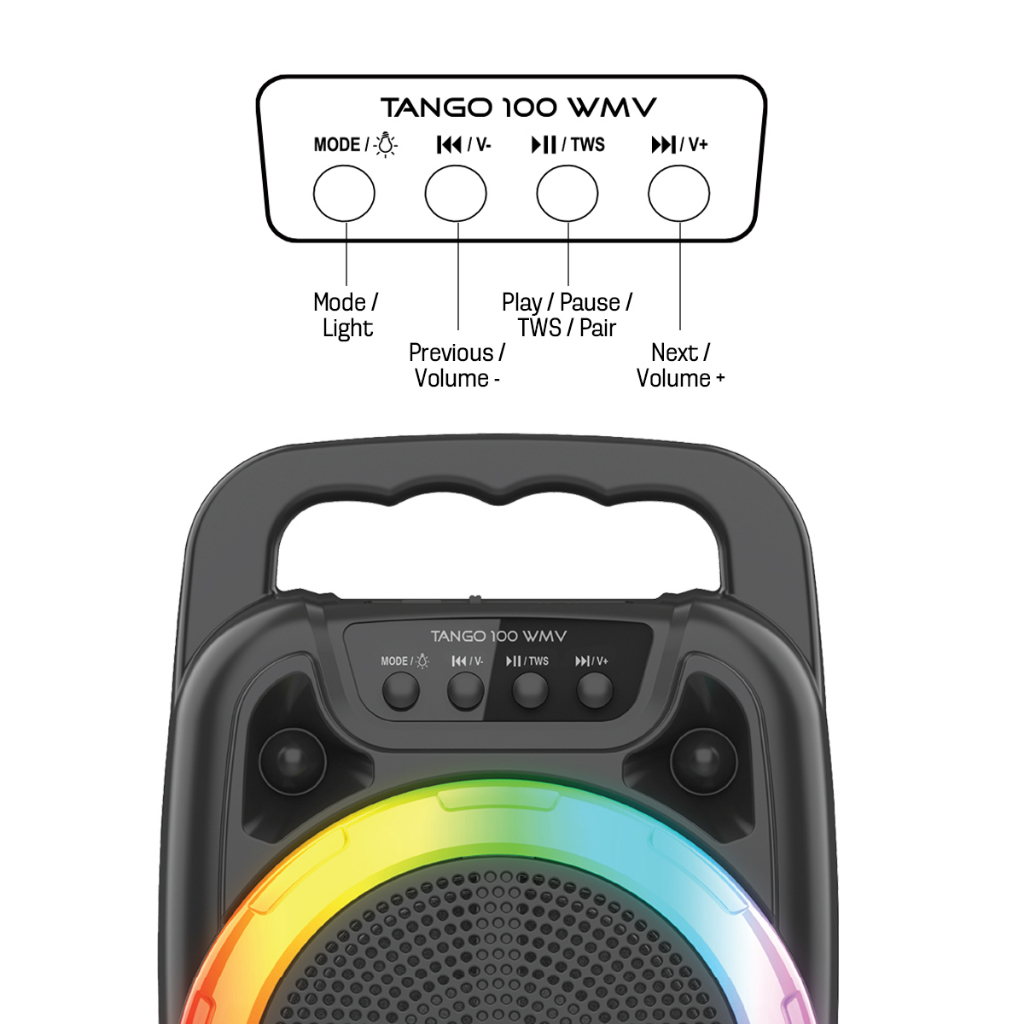 Vinnfier Tango 100 WMV 2023 Bluetooth Karaoke Portable Speaker AUX USB TWS MICRO SD | Shopee ...
