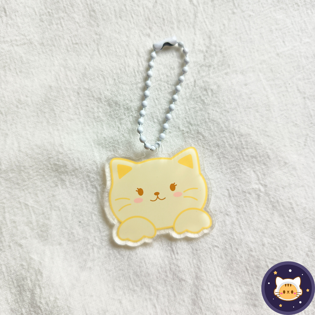 OYEN PLANET Acrylic Cat Face Wide Keychain /School Bag Key Chain ...