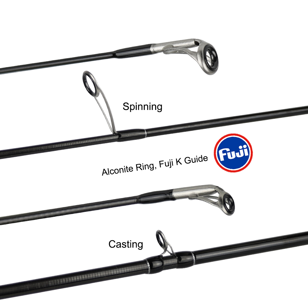 (6'5ft-7'0ft) Spinning/Casting Banax Compass The Black Fishing Rod With ...