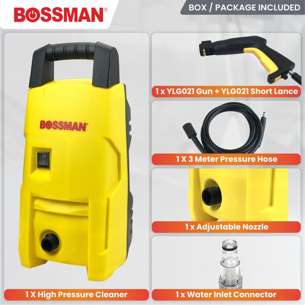 BOSSMAN BPC-117 WATER JET HIGH PRESSURE CLEANER WASHER 1400W 110BAR ...
