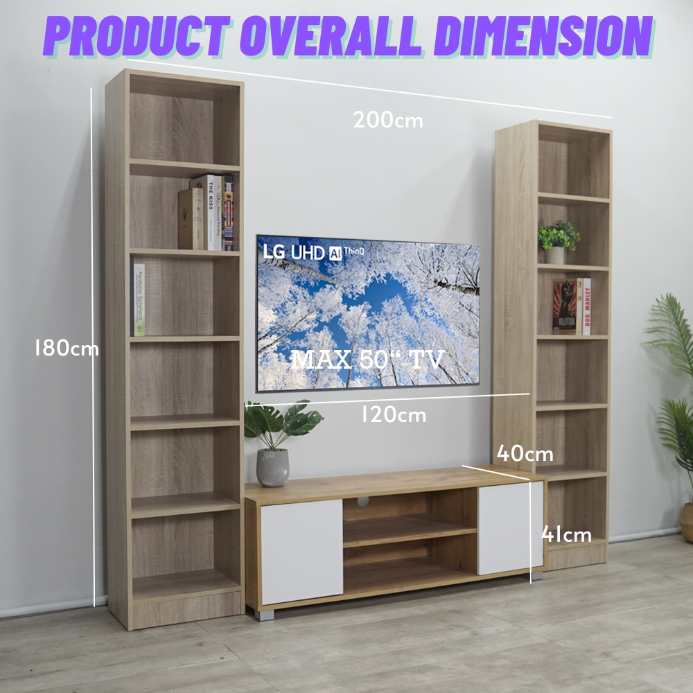 Furniture Direct STONOR 2 Meter TV Wall System-kabinet tv rak tv kayu ...