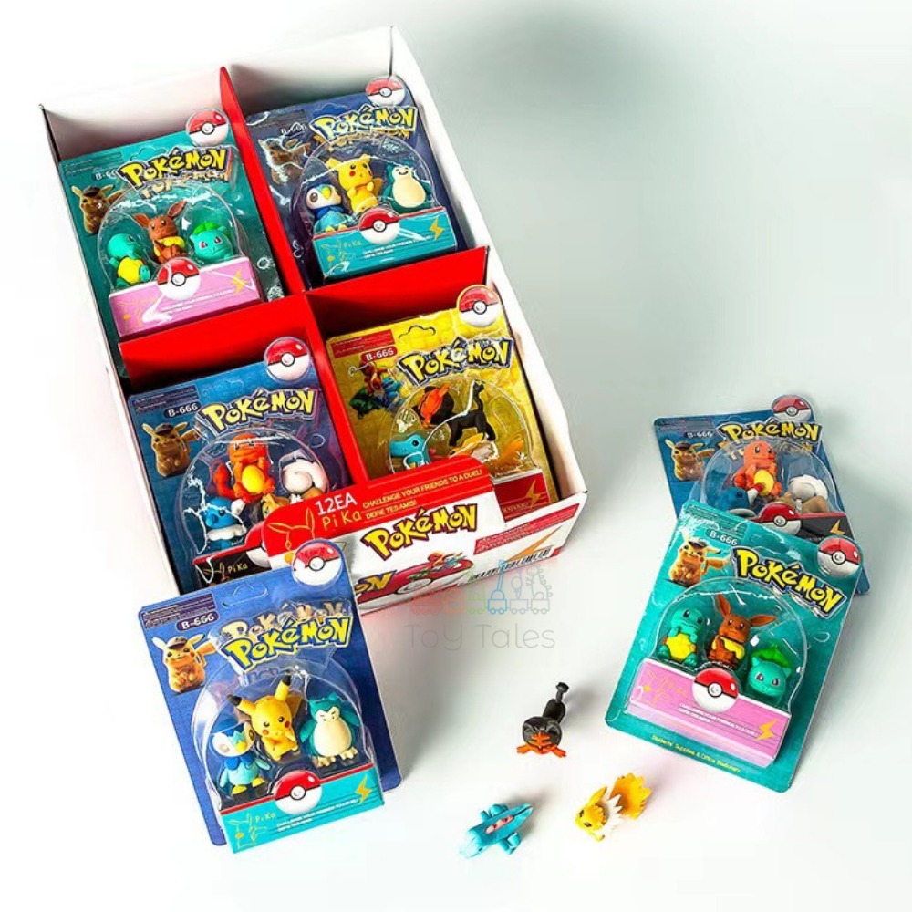 3D Pokemon Eraser Set 🍭 Kids Rubber Cute Stationery Stationeries Party ...
