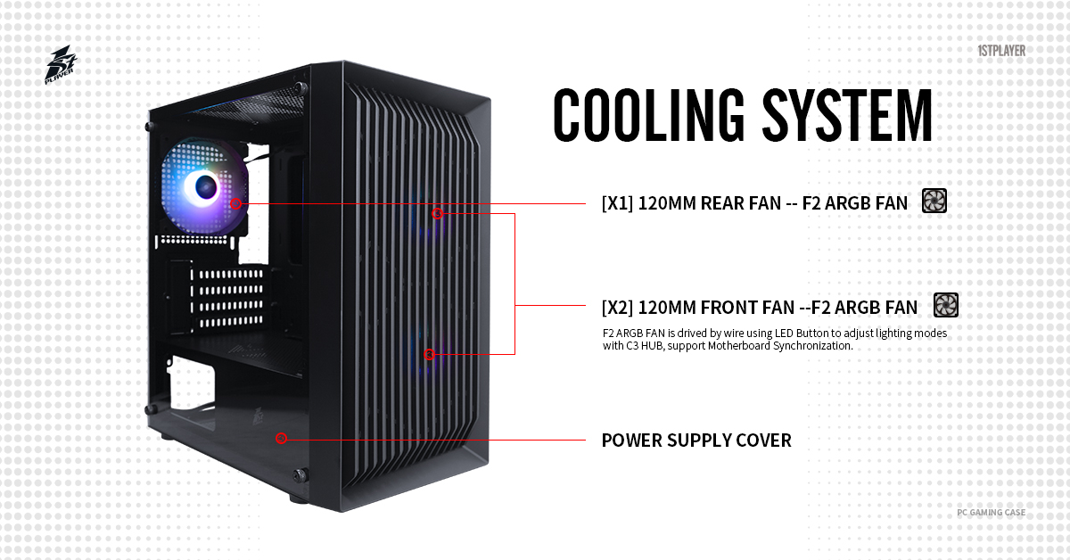 1st Player Black Sir BS-2 Black | Micro ATX Tempered Glass Side Panel ...