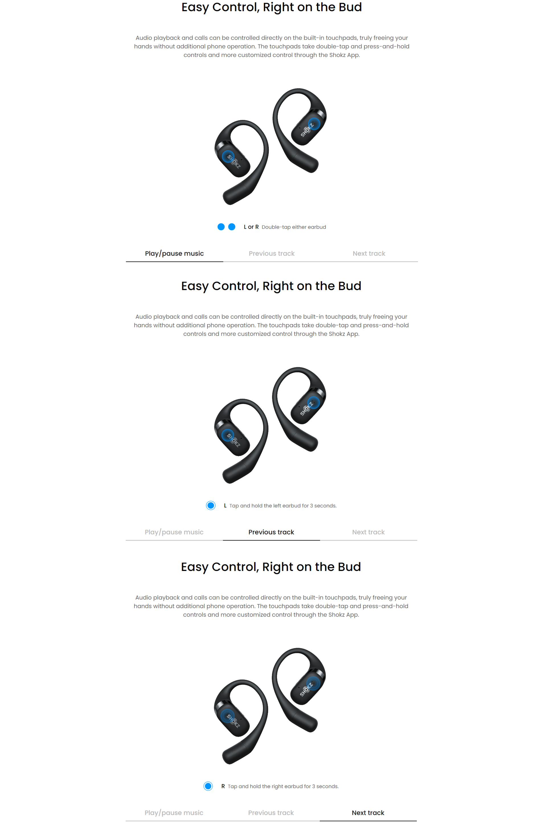 Shokz OpenFit Bone-conduction True Wireless Earbud Open-Ear design ...