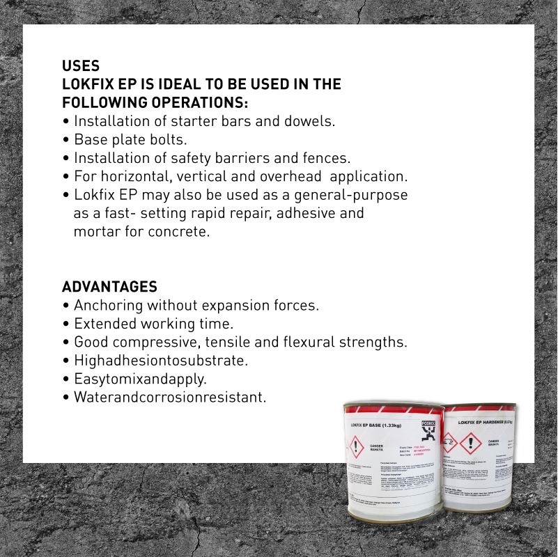 FOSROC 1.33KG Lokfix EP High Strength Thixotropic Epoxy Resin Anchoring ...