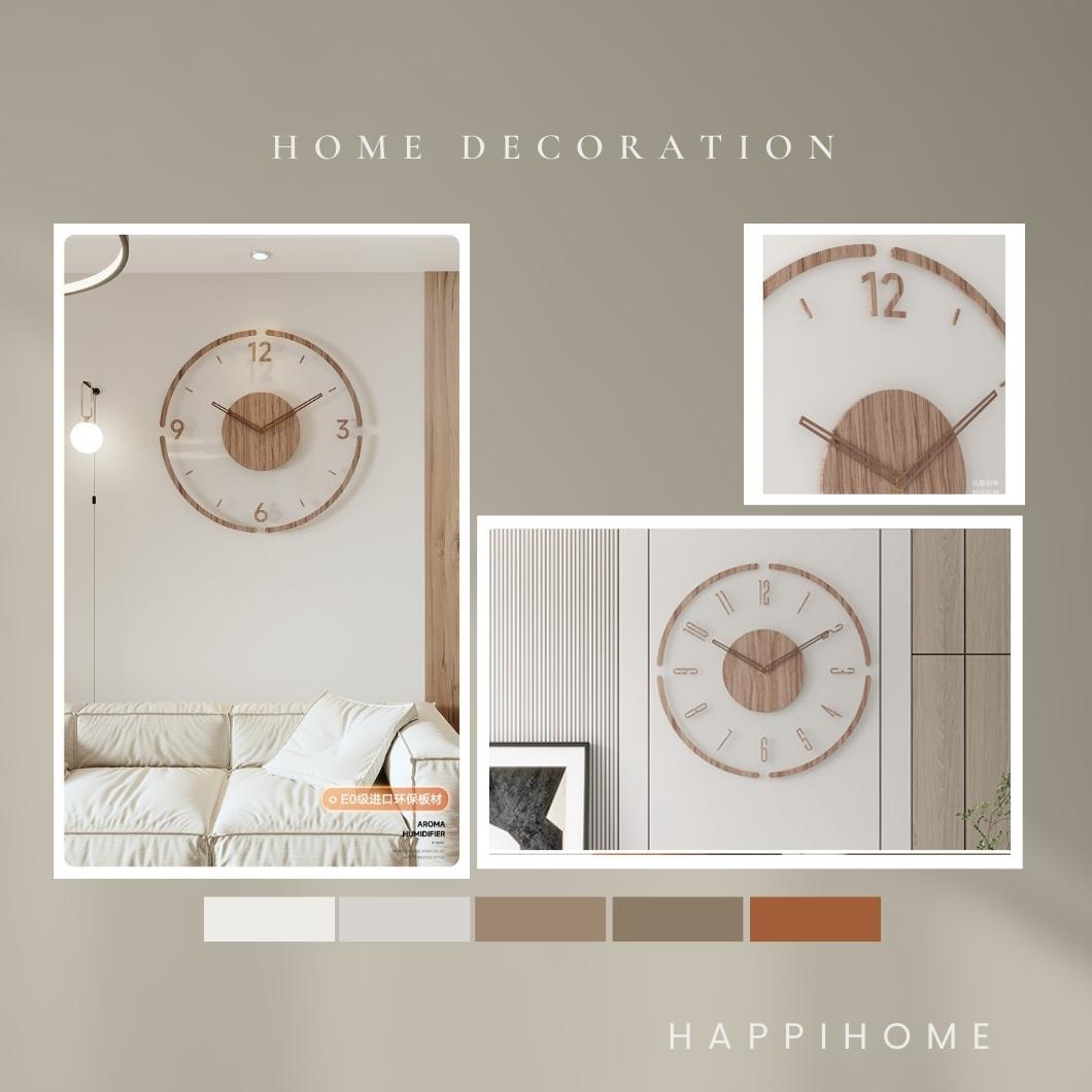 Wooden Nordic Wall Clock Jam Dinding Hiasan Aesthetic Clock Wall Clock ...