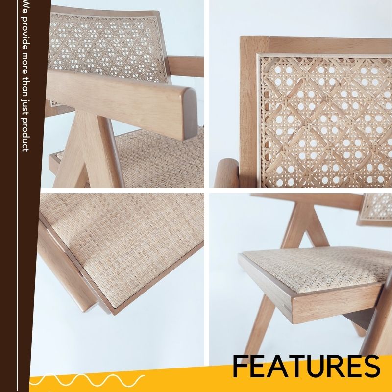 Scandinavian Designer Ratan Chair- Velentina/ Solid Rubber wood Rattan ...