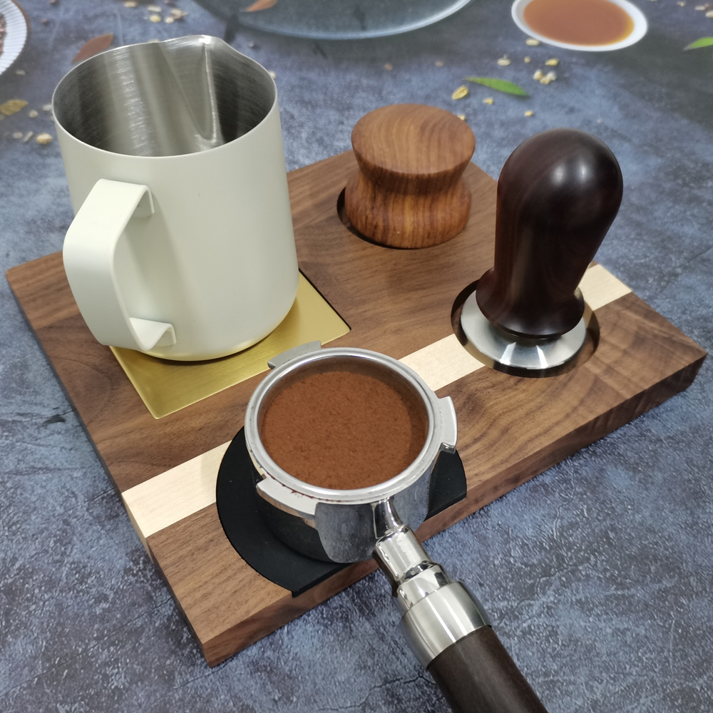 Wood Coffee Tampers Holder Mat Anti-Slip Coffee Tampering Station Pad ...
