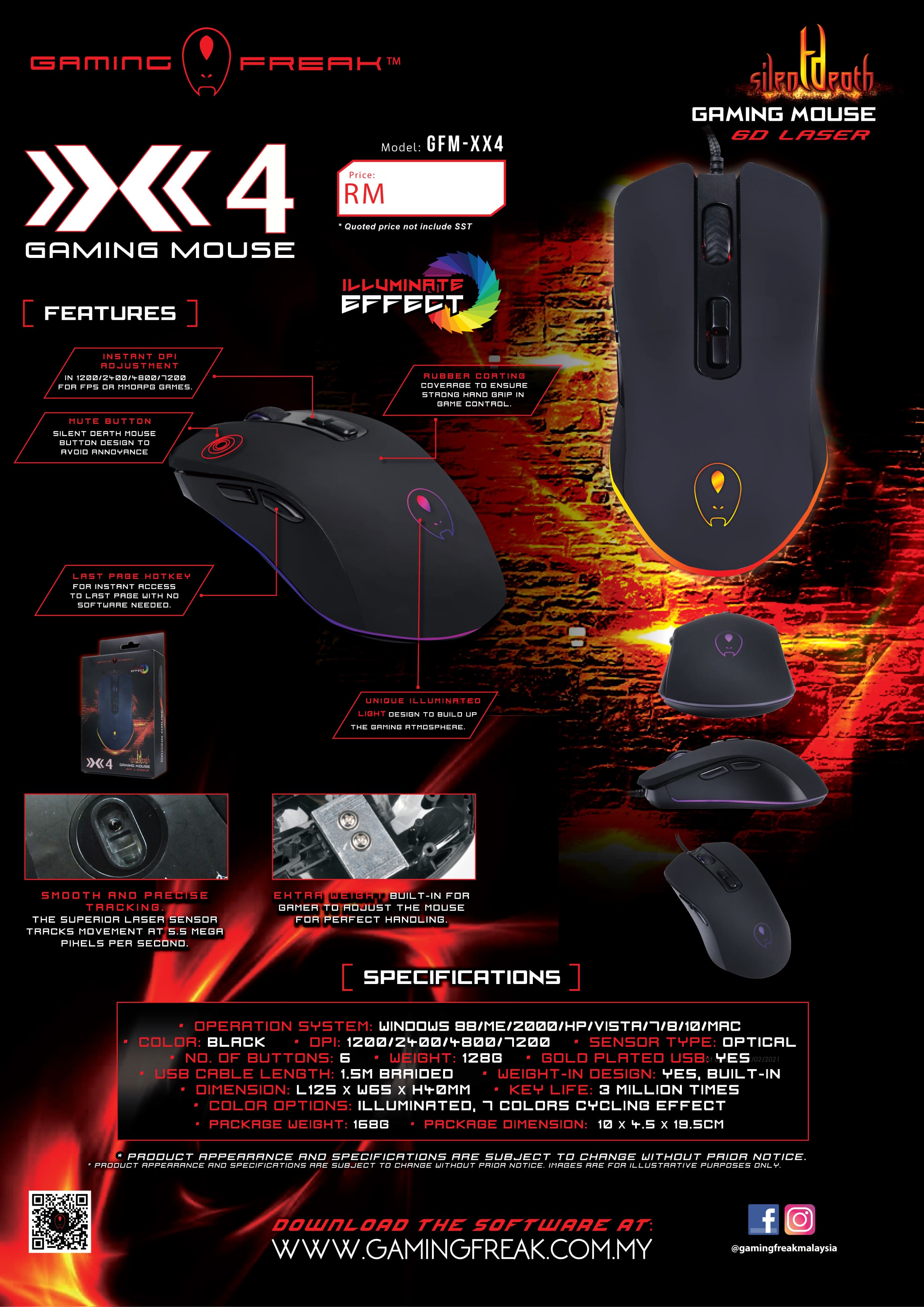 Gaming Freak XX Series Silent Optical USB RGB Gaming Mouse - XX1/XX2/XX3/XX4 | Shopee Malaysia