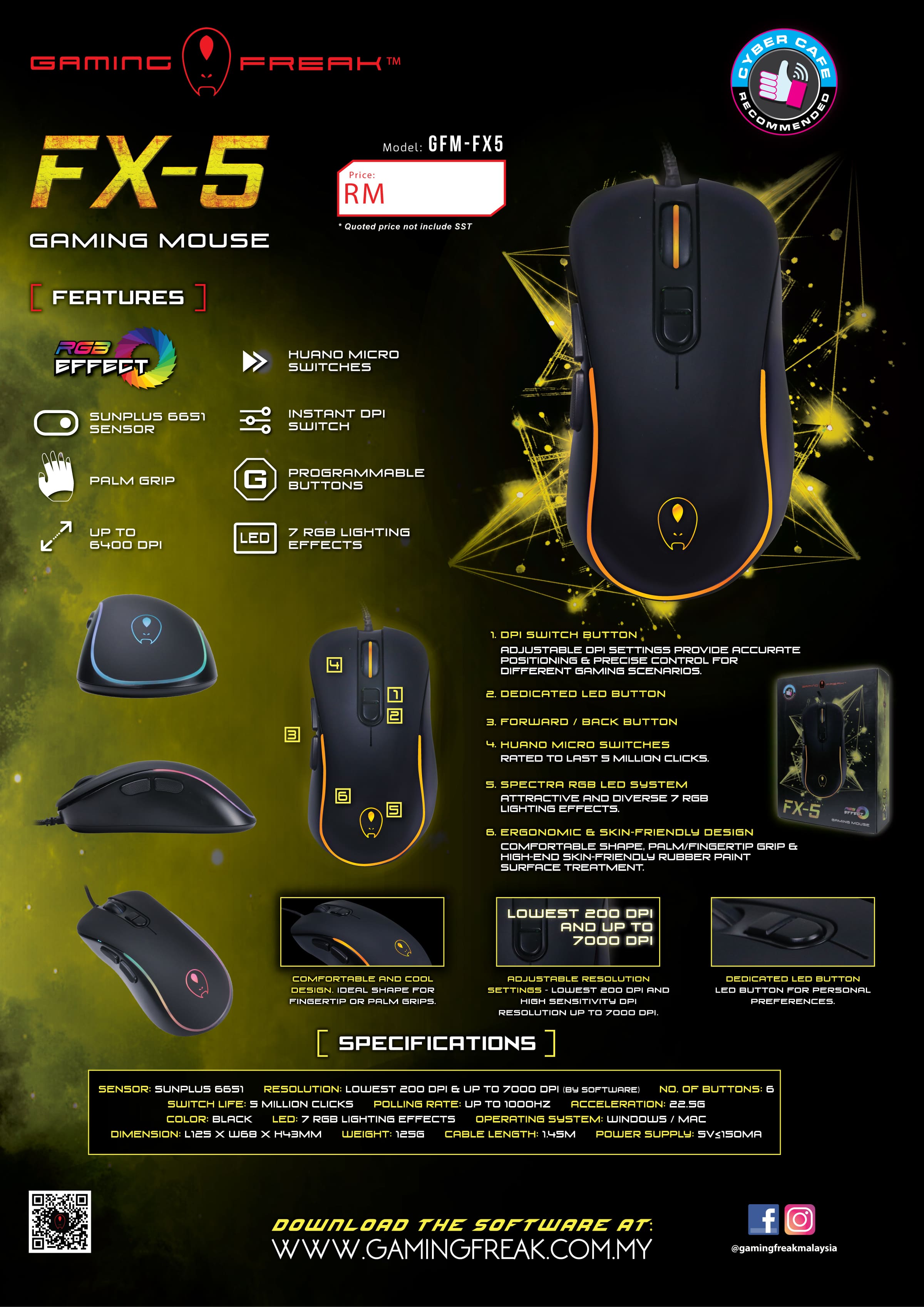 Gaming Freak FX Series USB RGB Gaming Mouse - FX-S1/FX2/FX3/FX5/FX6/FX7 ...