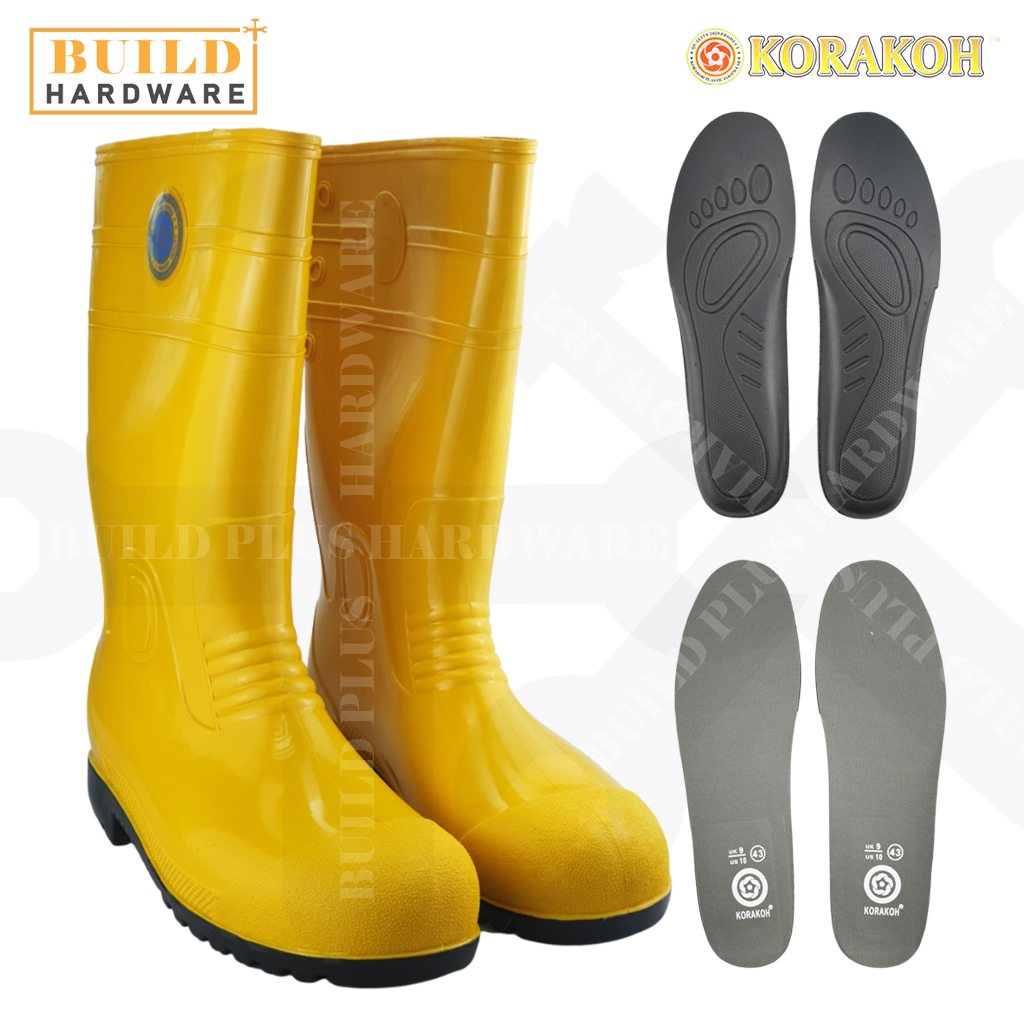 KORAKOH M8000 Yellow PVC Rubber Safety Boot Steel Toe Cap with Sock ...