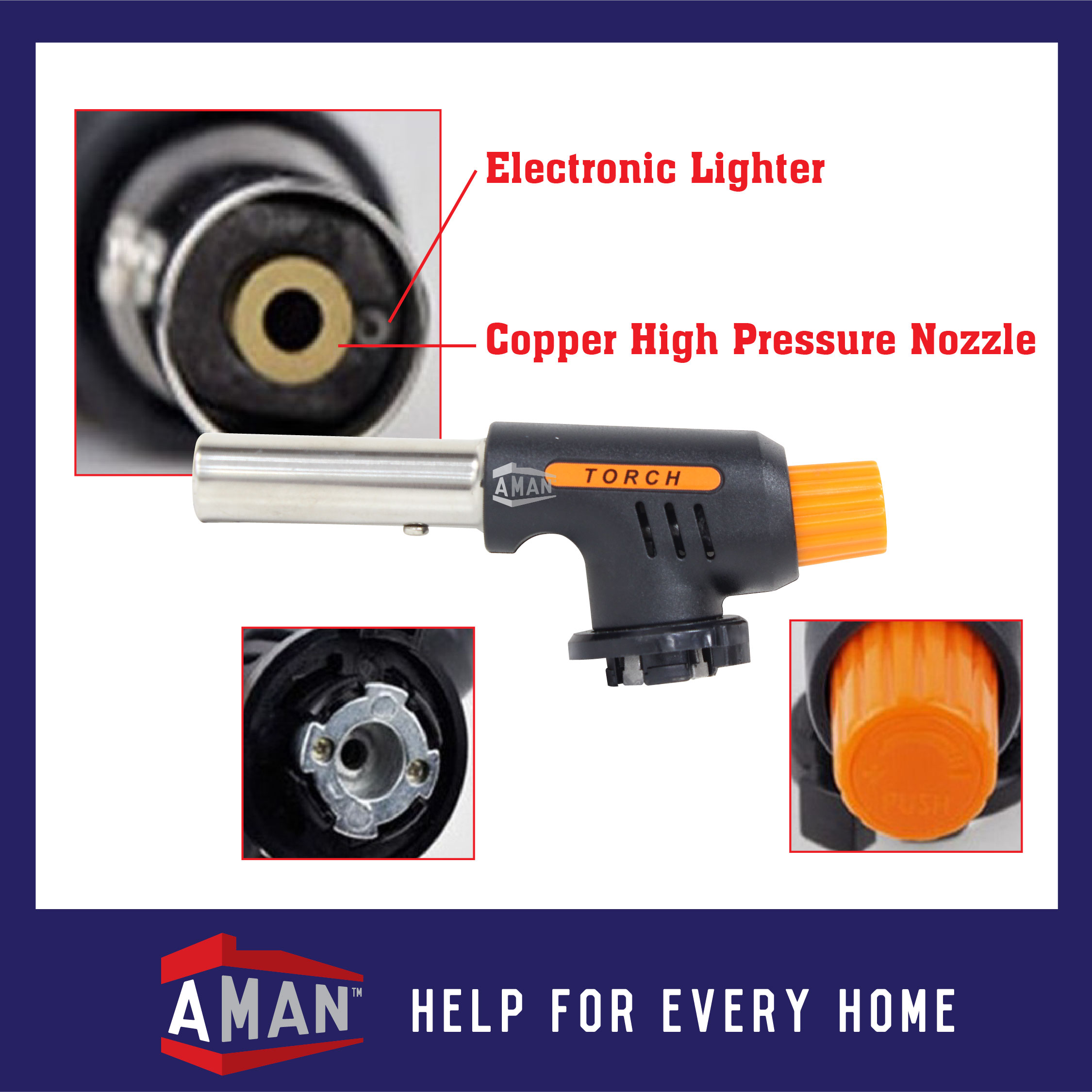 Gas Torch Gun Butane Burner Flaming Thrower Welding Camping Fire Maker ...