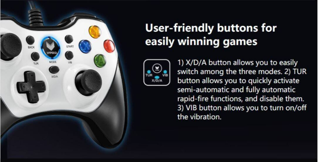Rapoo V600 VPRO Wired Gaming Controller Electric Vibration Gamepad - 2 ...