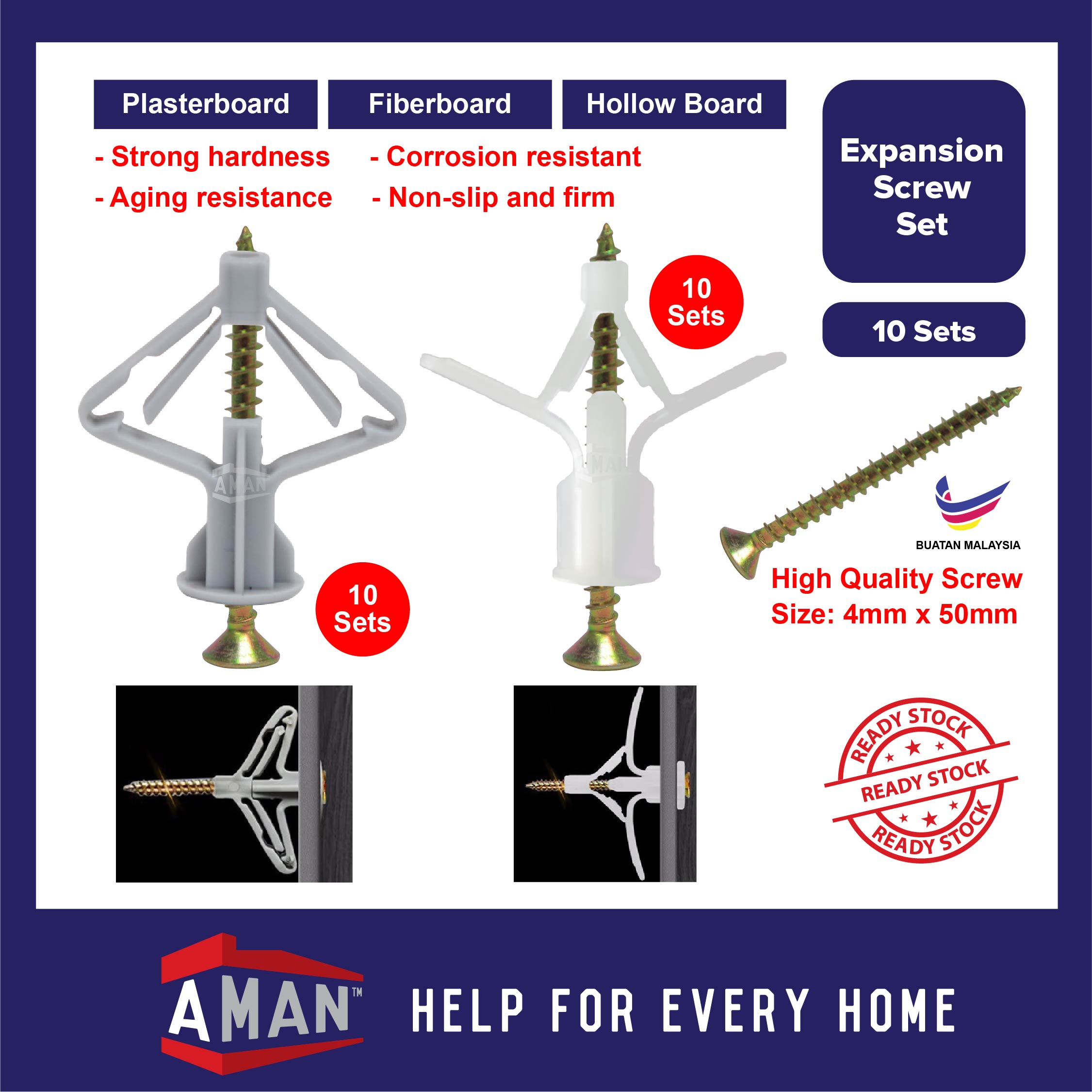 Nylon Butterfly Aircraft Aeroplane Clip Drywall Anchor Kit Partition ...