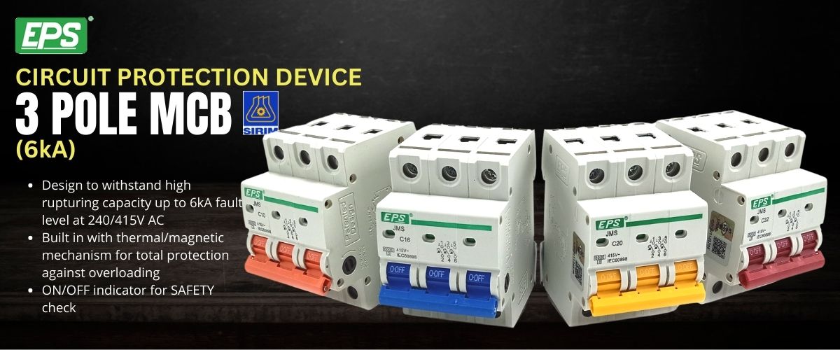 [SIRIM] EPS 3 POLE MCB Three Pole Miniature Circuit Breaker MCB DIN Rail Mount Circuit Breaker ...