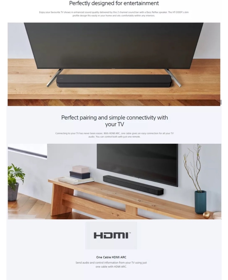 (RM312 after 10% cashback) Sony 2ch Single Soundbar with Bluetooth® technology HT-S100F | Shopee ...