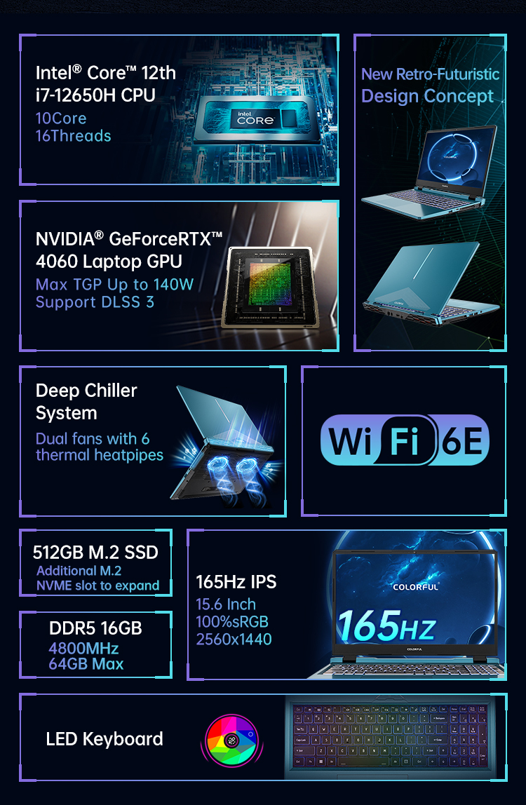 COLORFUL EVOL P15-23 GAMING LAPTOP( I7-12650H 16GDR5 / 512SSD / RTX4060 ...