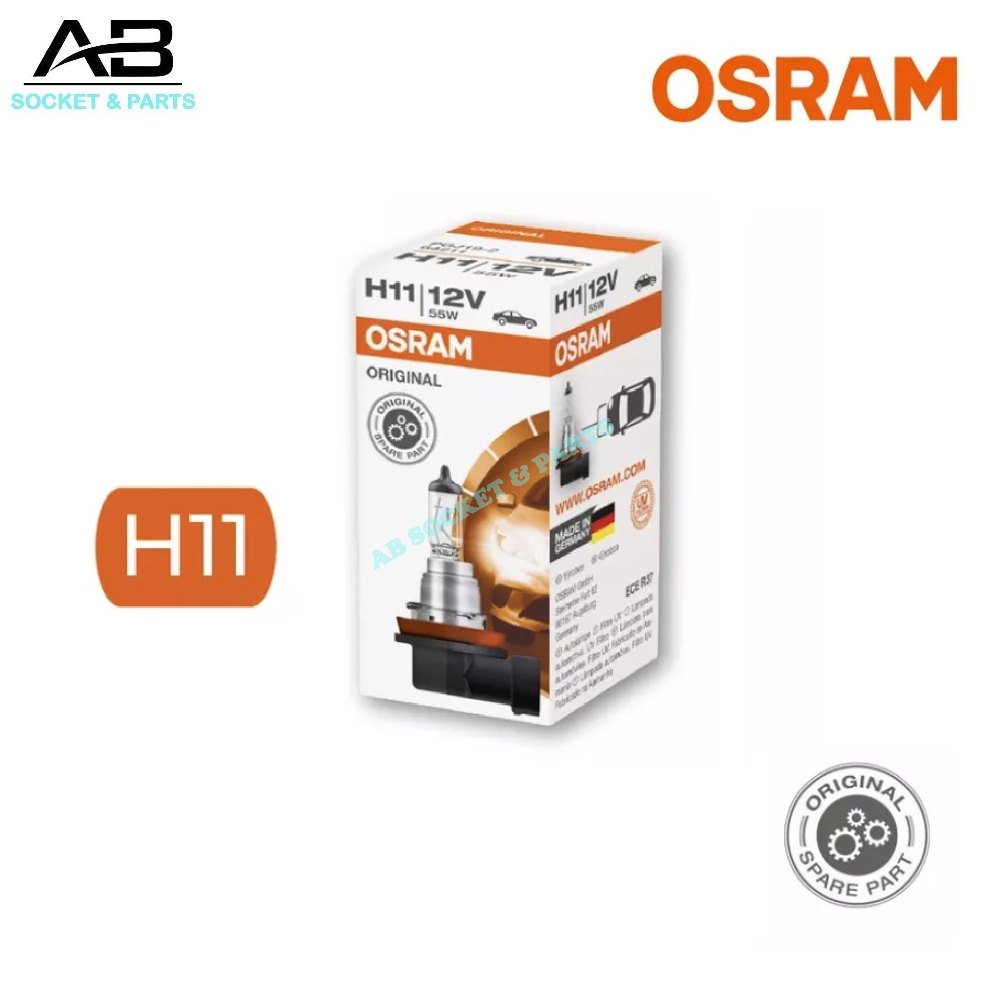 OSRAM Original 12V Halogen Bulb H1 H3 H4 H7 H8 H9 H11 HB3 HB4 HIR2 T10 T15 T20 7506 7528 ...