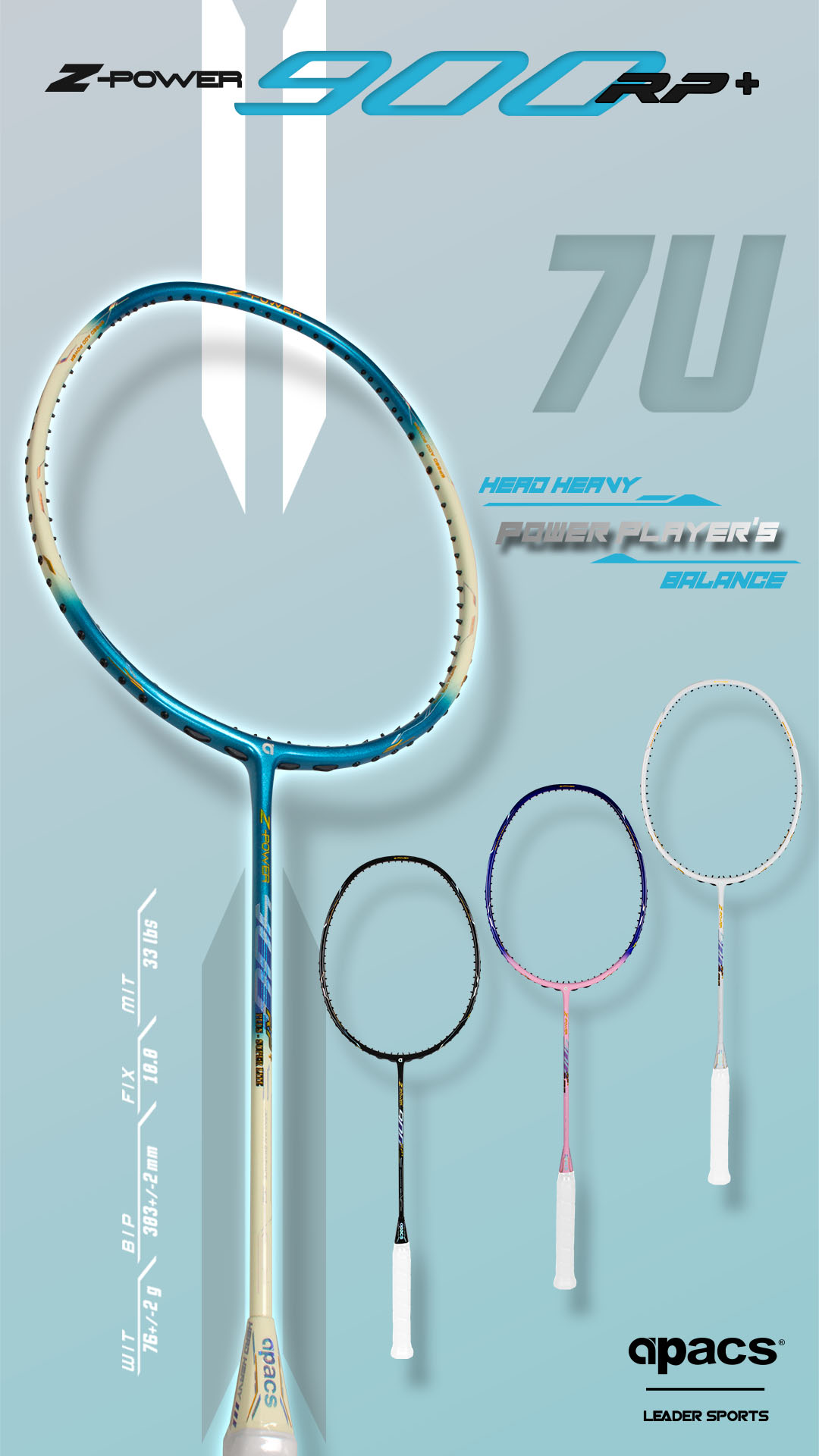 (FREE STRING & GRIP) APACS NEW BADMINTON RACKET Z-POWER 900 RP+ SUPER ...