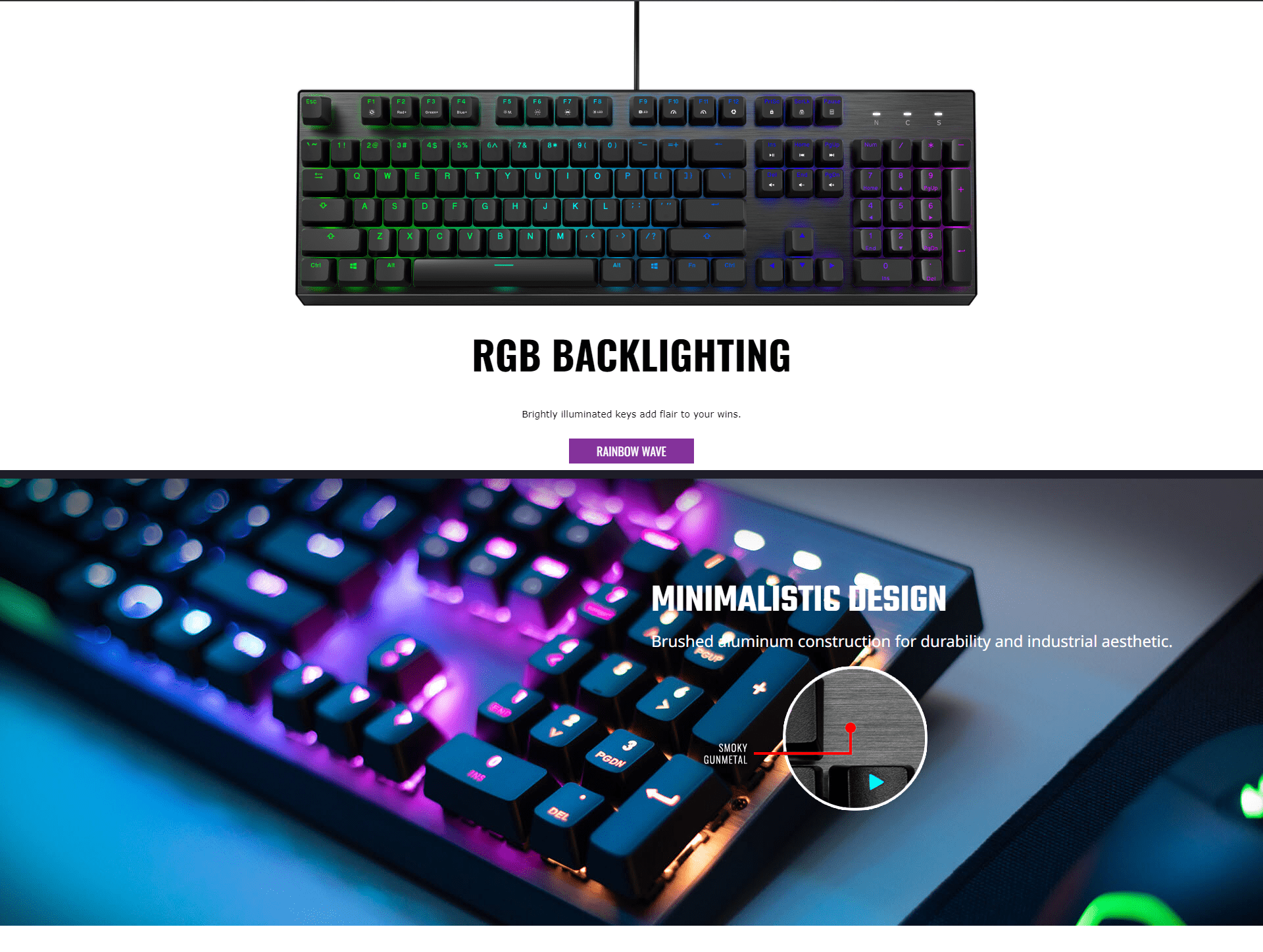 Cooler Master CK350 CK-350 RGB Full Size Durable Mechanical Gaming ...