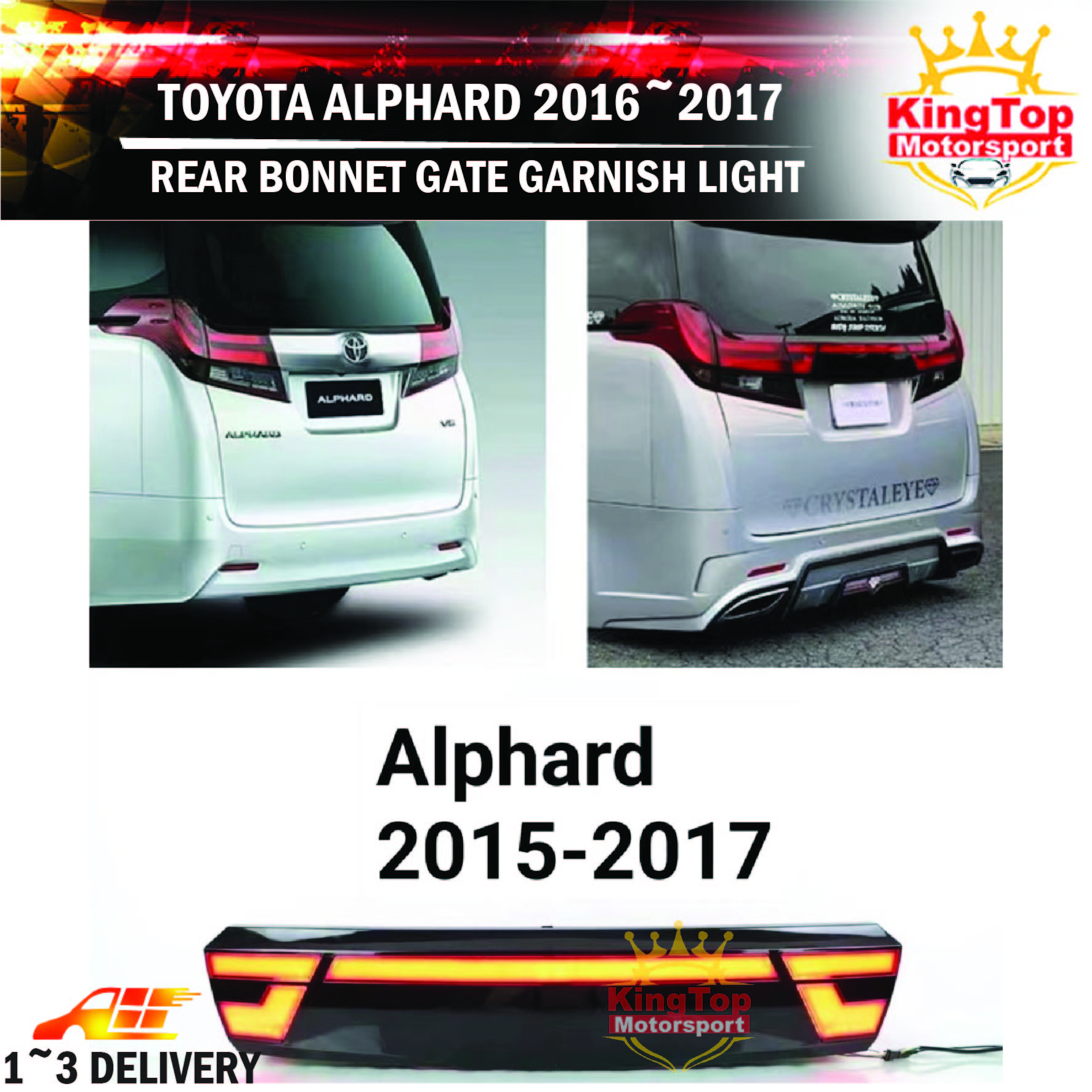 Toyota Alphard 2015 2016 2017 Crystal Eye LED Rear Centre Tail Lamp ...