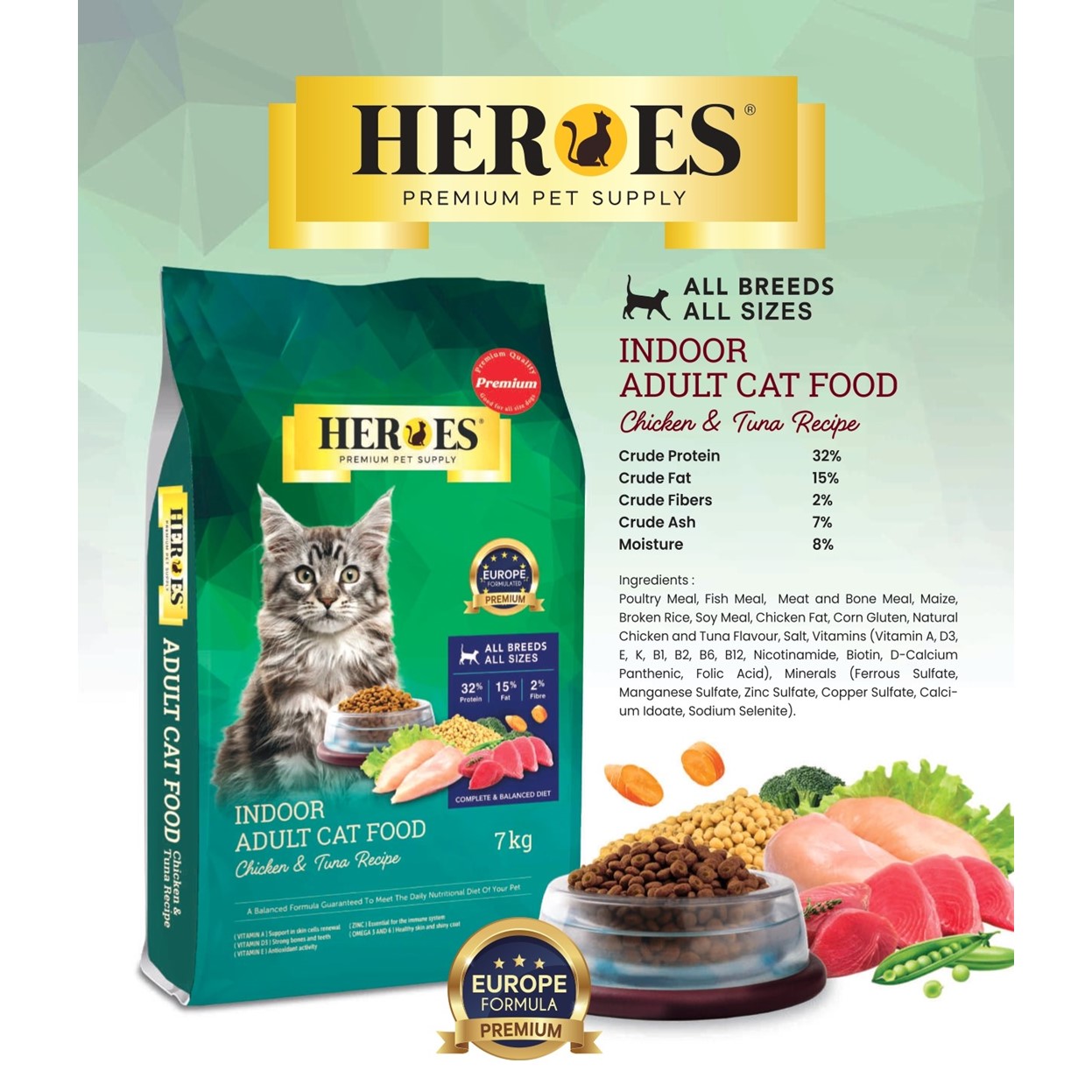 HEROES SUPERPREMIUM ADULT CAT FOOD 7KG - ( MAKANAN KUCING CHICKEN ...
