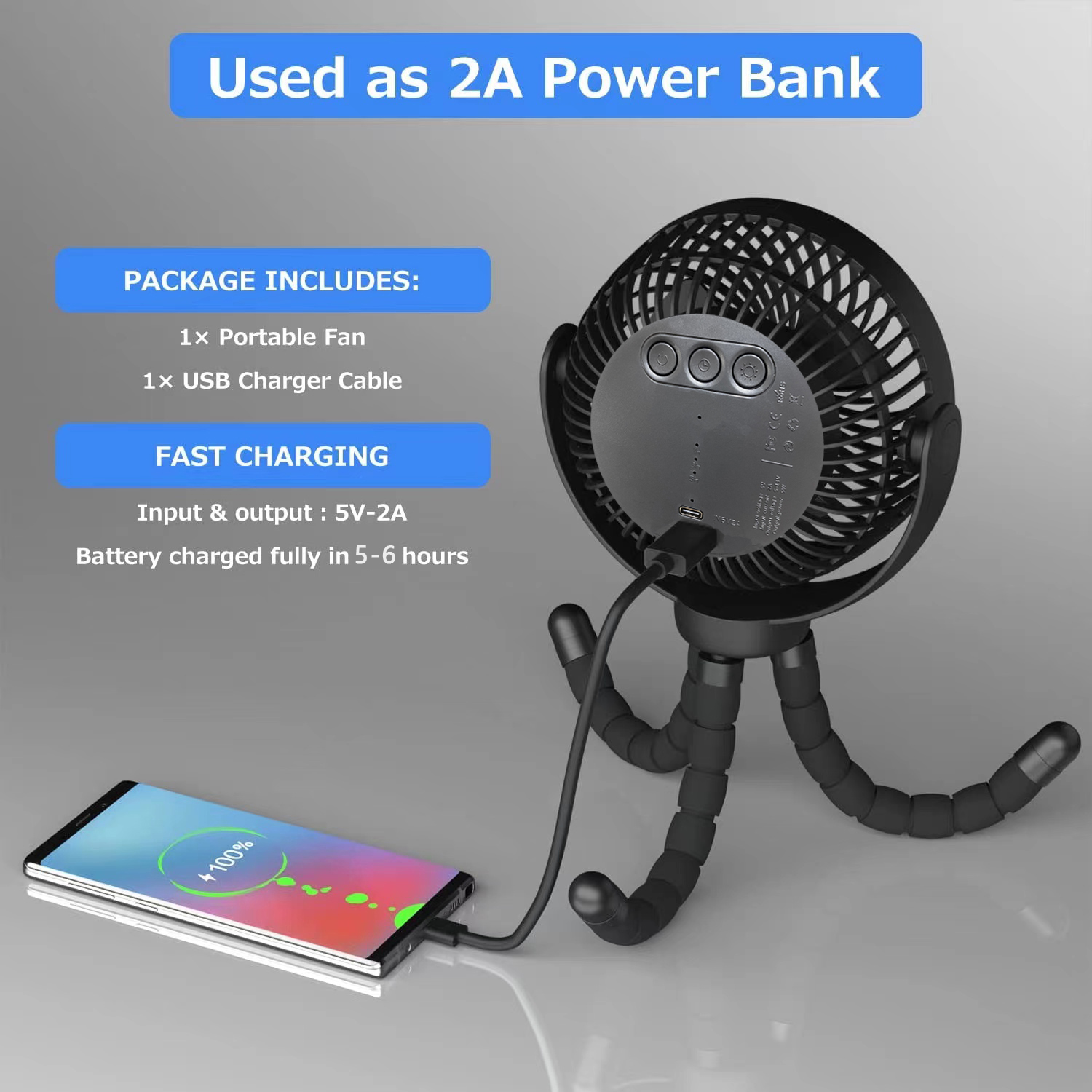Amgras Stroller Baby Portable Mini Fan Rechargeable 9 Leds/Ultra Quiet ...