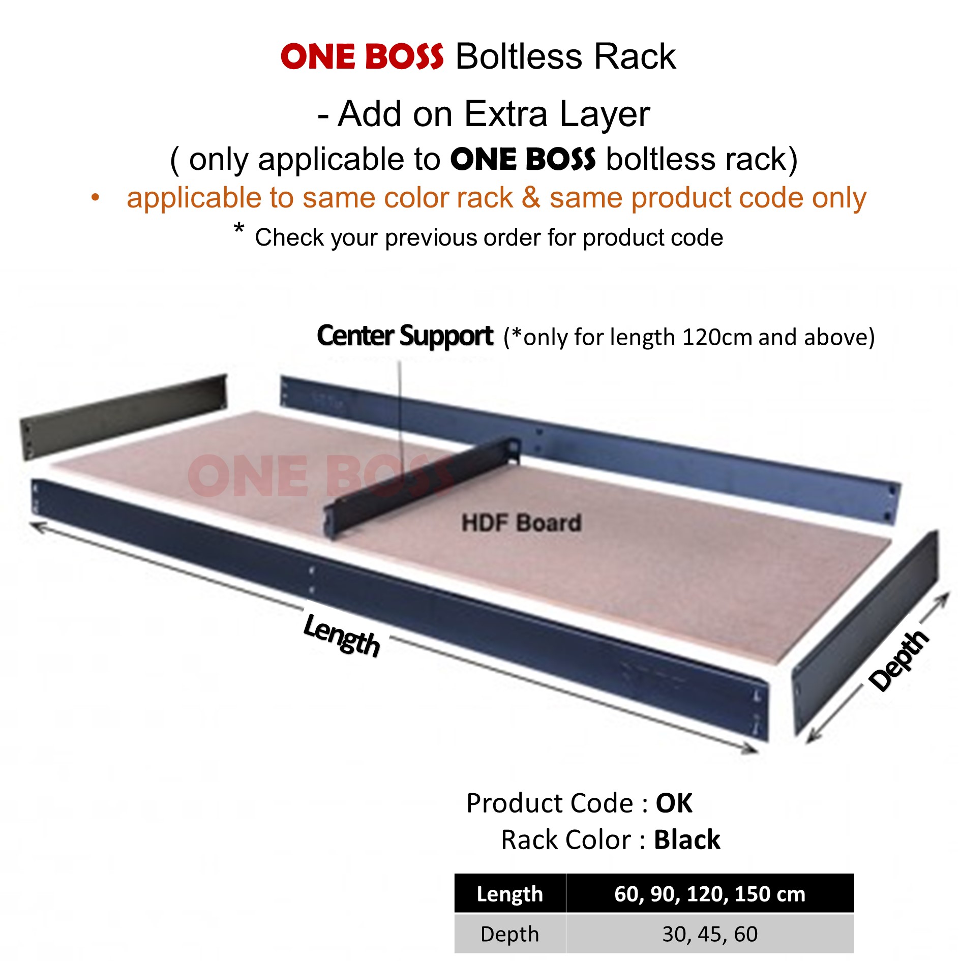 1BOSS Boltless Rack Add on Extra Level extra tier Tambah tingkat Heavy ...