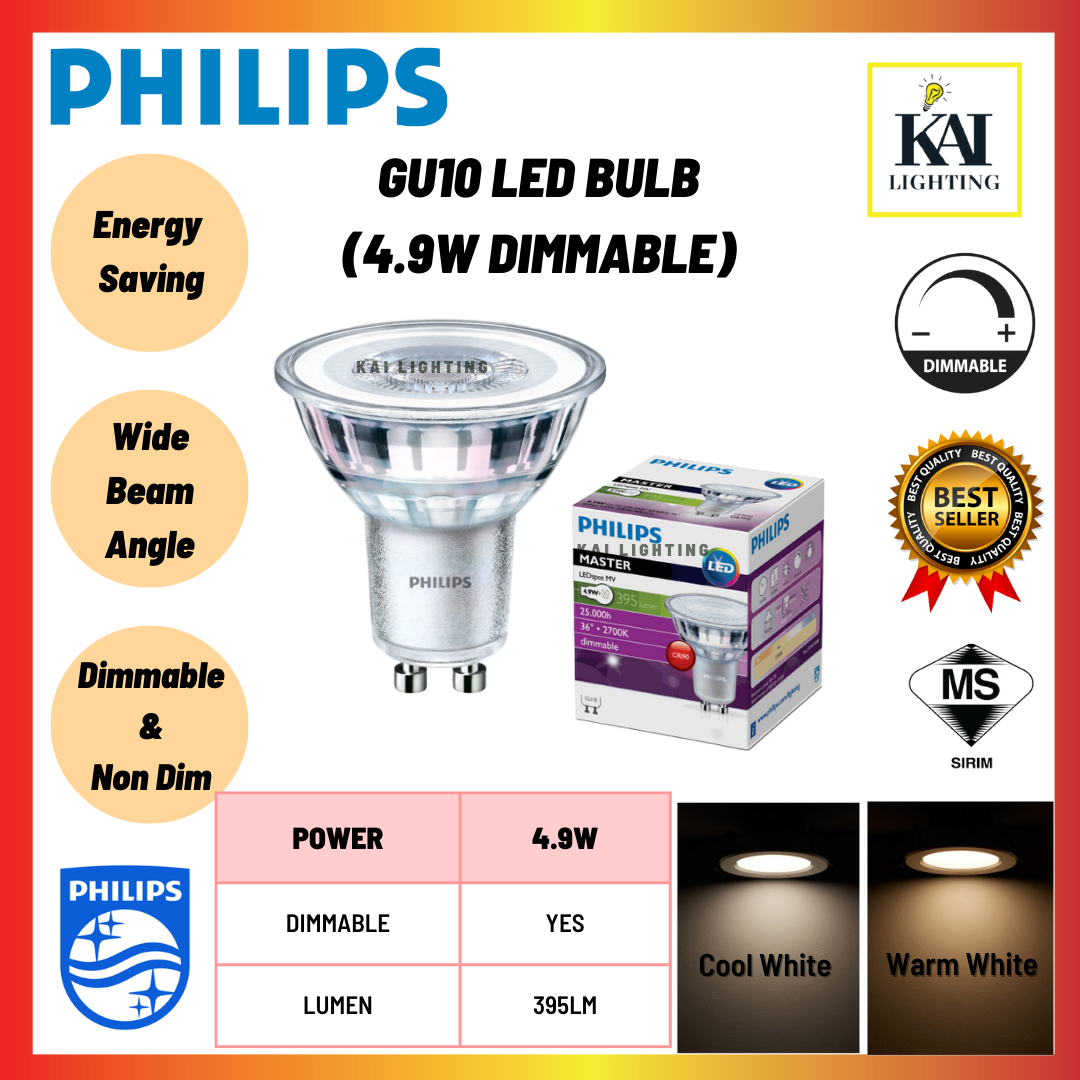 PHILIPS ESSENTIAL LED 4.6W 4.9W 36° GU10 Non-Dimmable PHILIPS GU10 ...