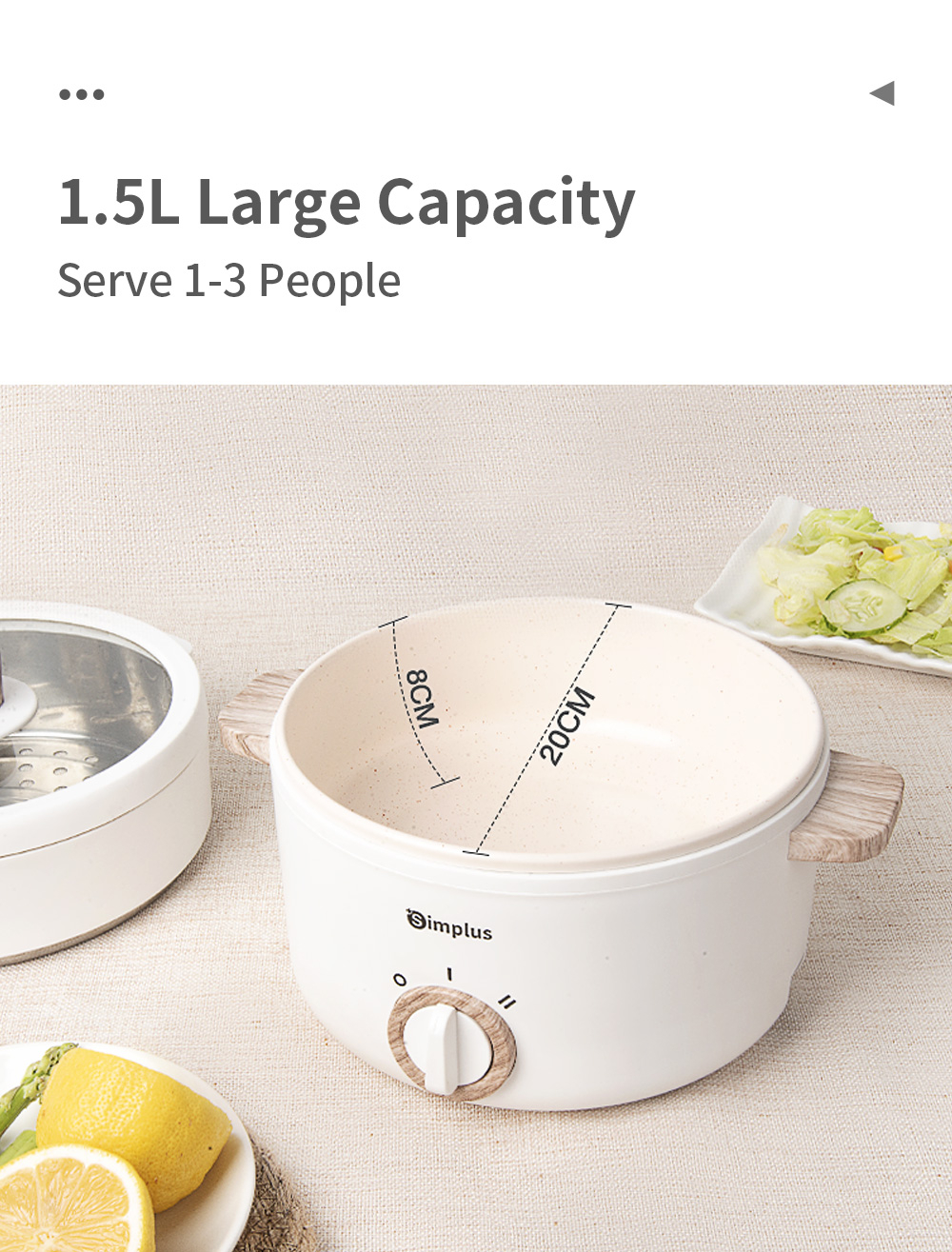 Simplus Ceramic Coating Multi Electric Cooker With Steamer (1.5L/300W ...