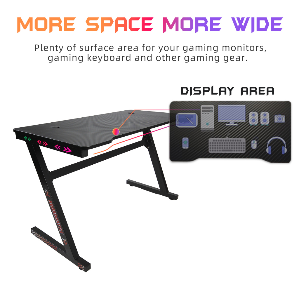 GTGAMEZ Z Series LED Gaming Table Meja Gaming Office Table Meja Office ...