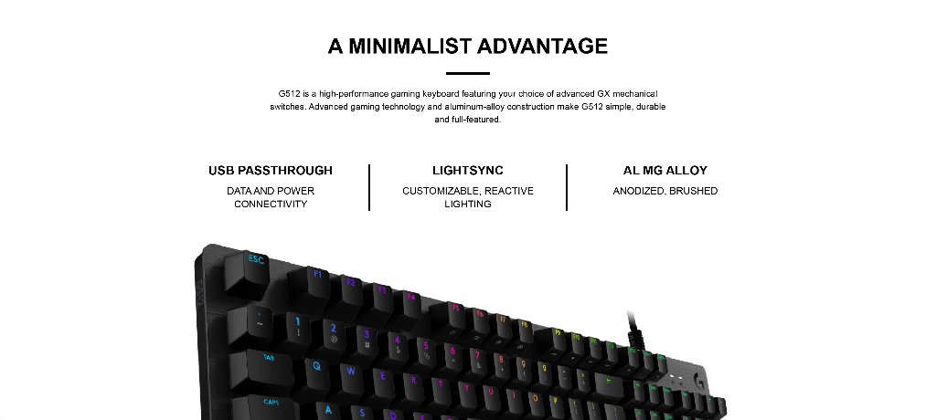 LOGITECH G512 Wired Gaming Keyboard with Lightsync RGB & Advanced GX ...
