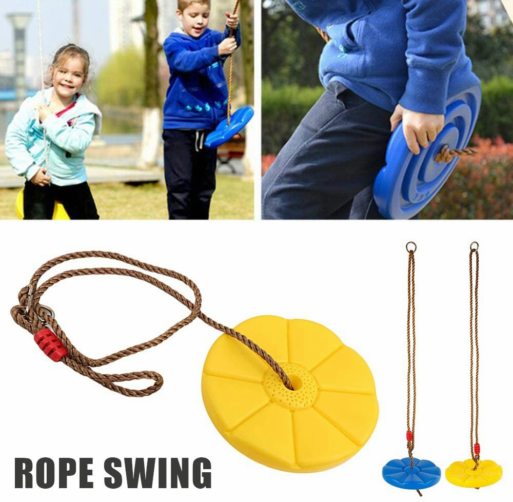 Kids Tree Swing Climbing Rope with Platforms Disc Tree Swing Seat ...