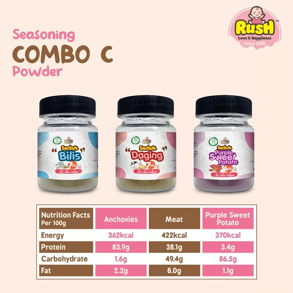 RUSH BABY SEASONING POWDER Serbuk Perasa Semulajadi Makanan Bayi ...