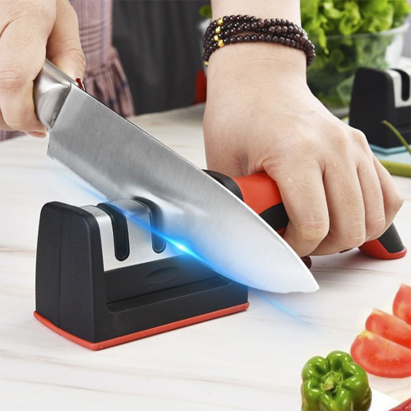 《𝟯 𝗫 𝗦𝗧𝗔𝗚𝗘》 Knife Sharpener Anti Slip 304 Stainless Steel Ceramic Stone ...