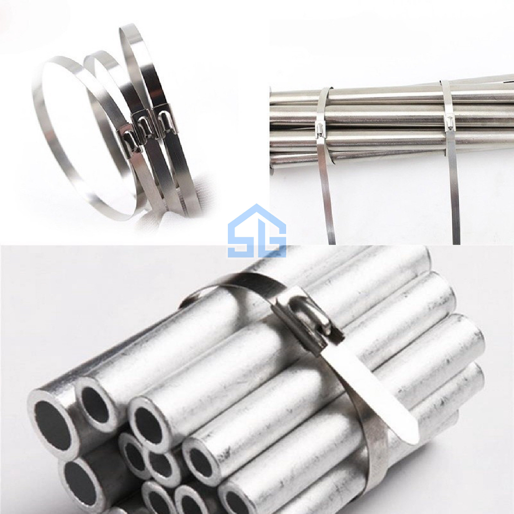 100Pcs Multi-Purpose Locking Cable Metal Zip Ties Stainless Steel Cable ...