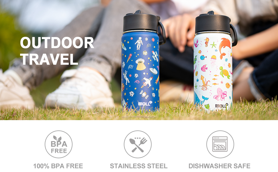 Mollcity Water Bottle Kids with Straw-Stainless Steel Vacuum Bottle ...
